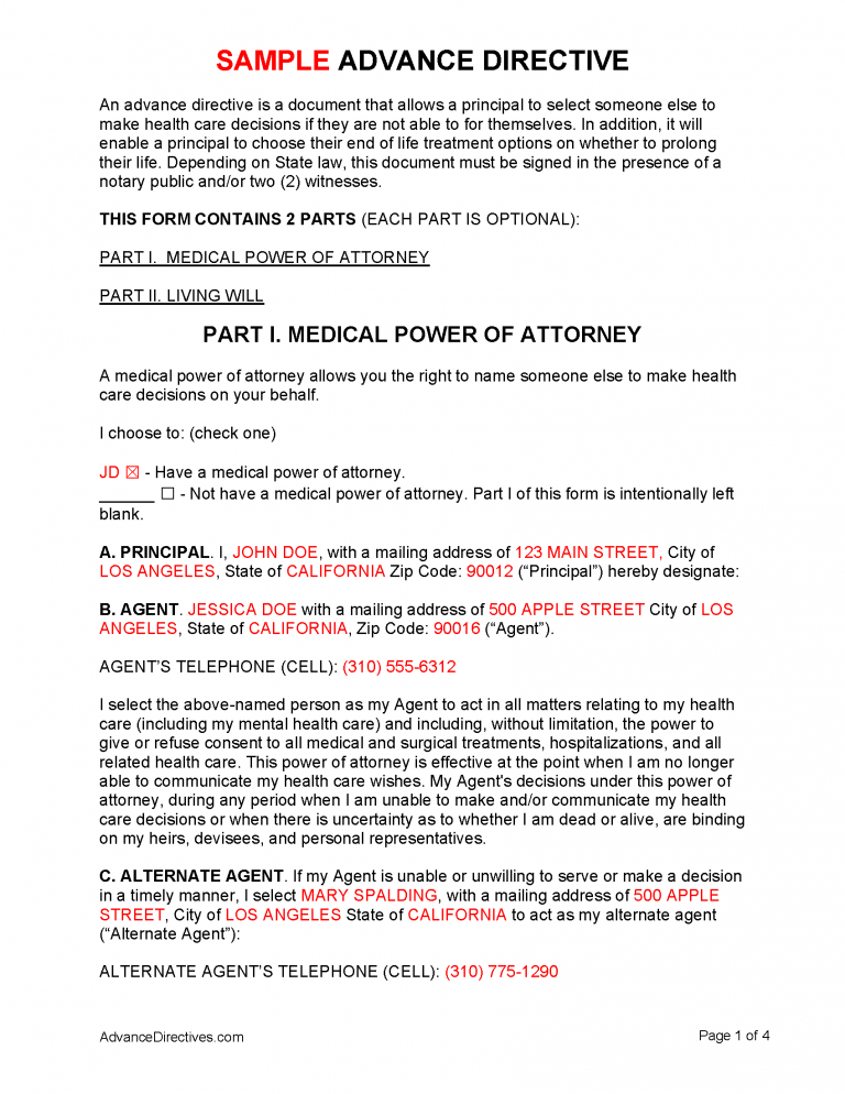 Free Advance Directive Forms (50-States) | PDF | WORD