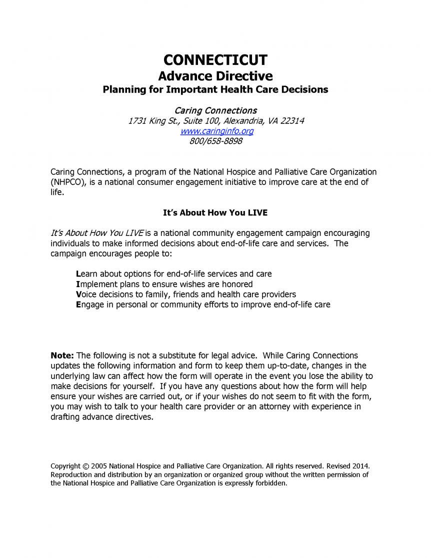 Free Connecticut Advance Directive Form (Medical POA + Living Will) | PDF