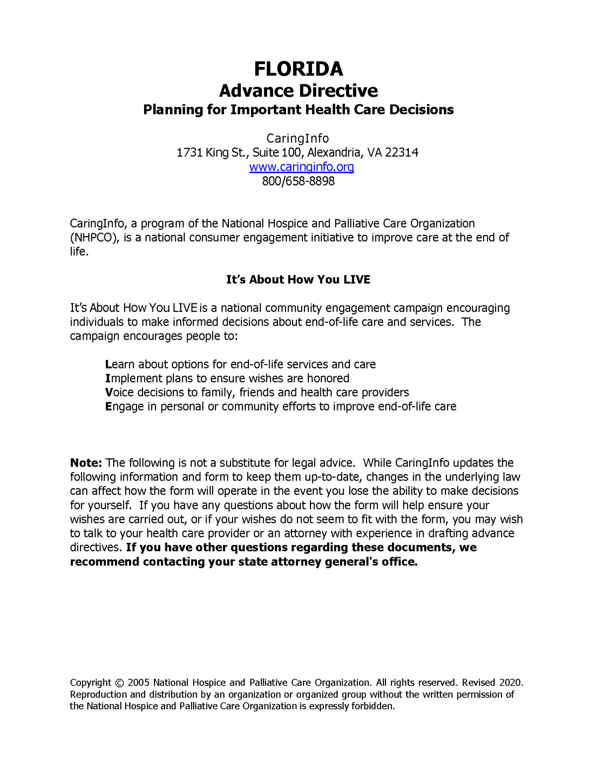 Free Florida Advance Directive Form (Medical POA + Living Will) | PDF
