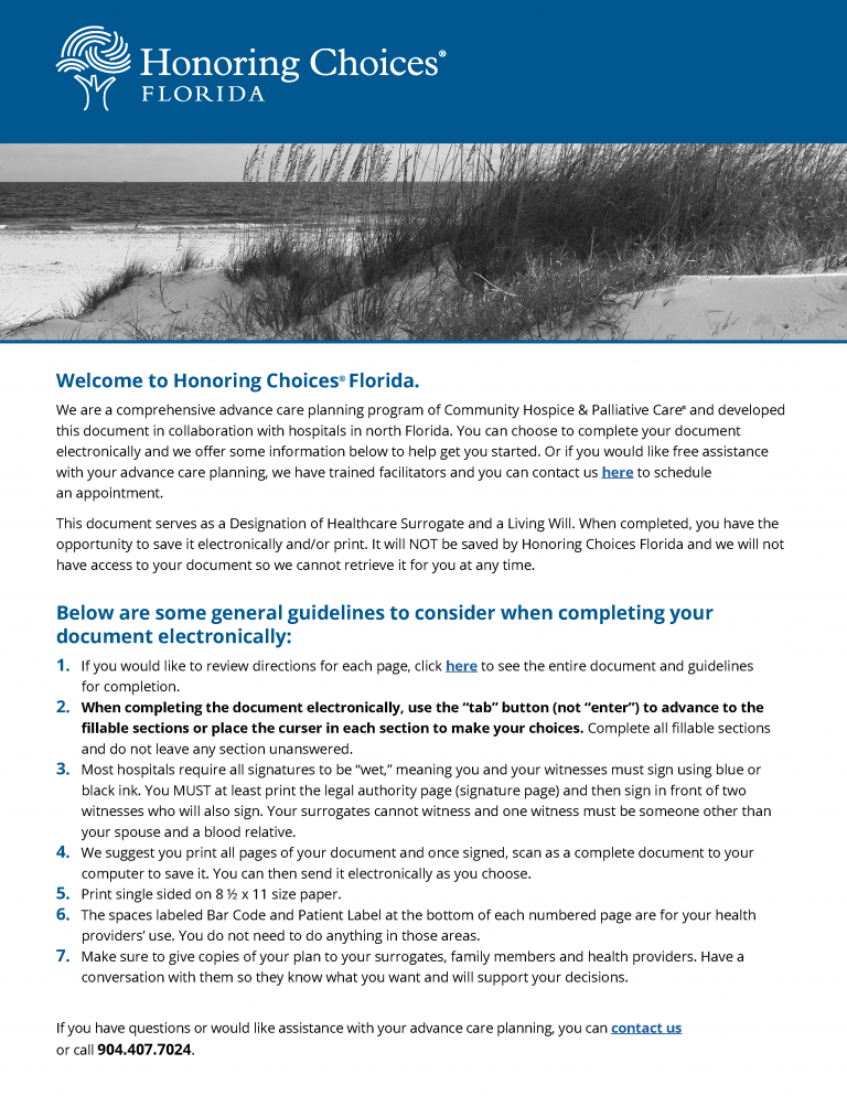 Free Florida Advance Directive Form (Medical POA + Living Will) | PDF