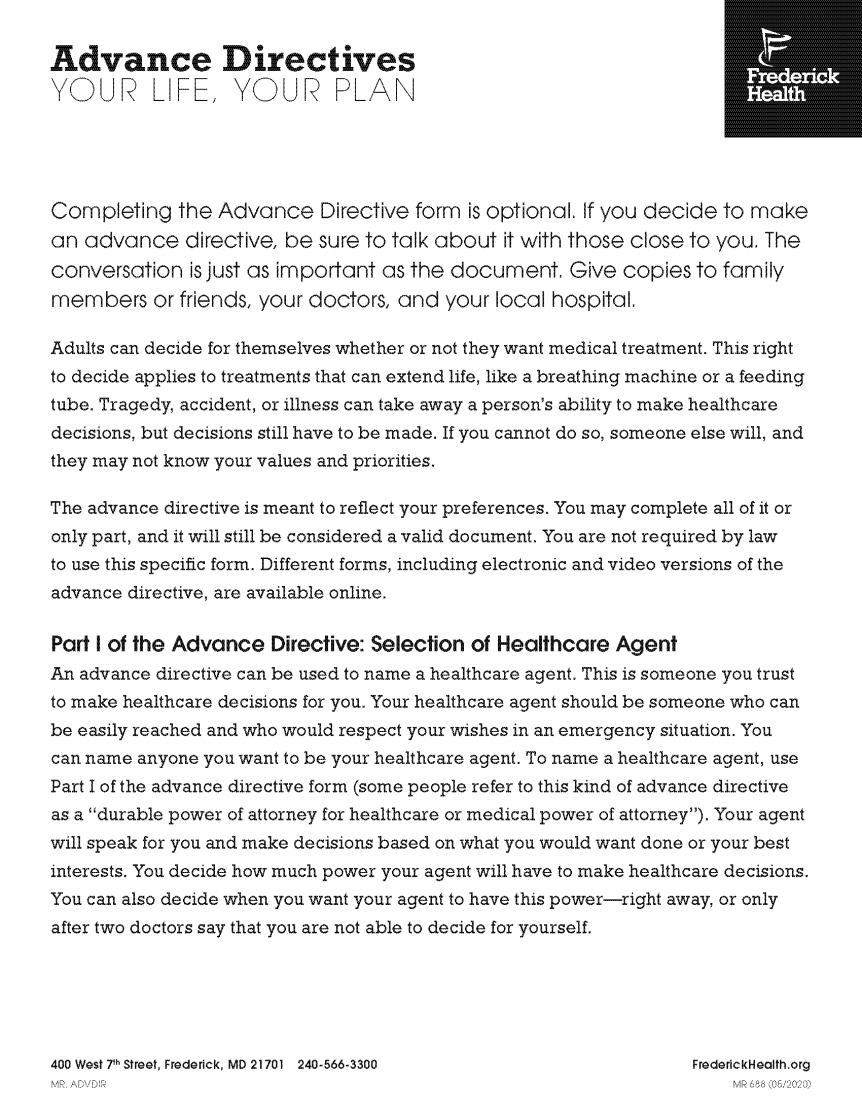 Free Maryland Advance Directive Form (Medical POA + Living Will) | PDF