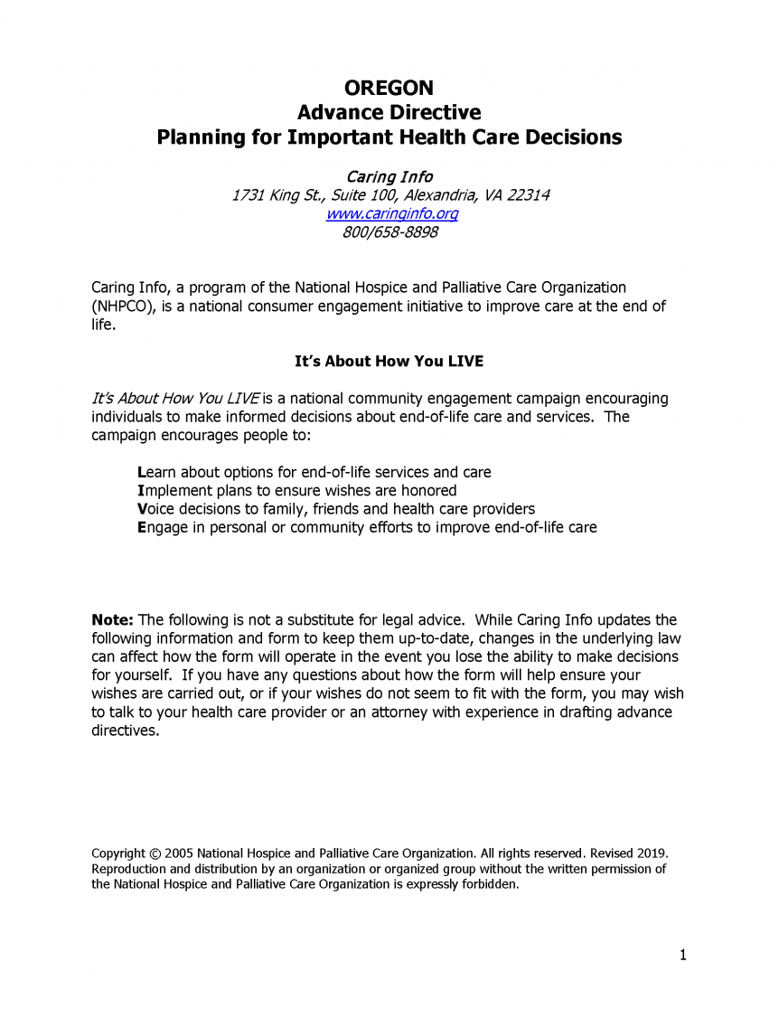 Free Oregon Advance Directive Form (Medical POA + Living Will) | PDF