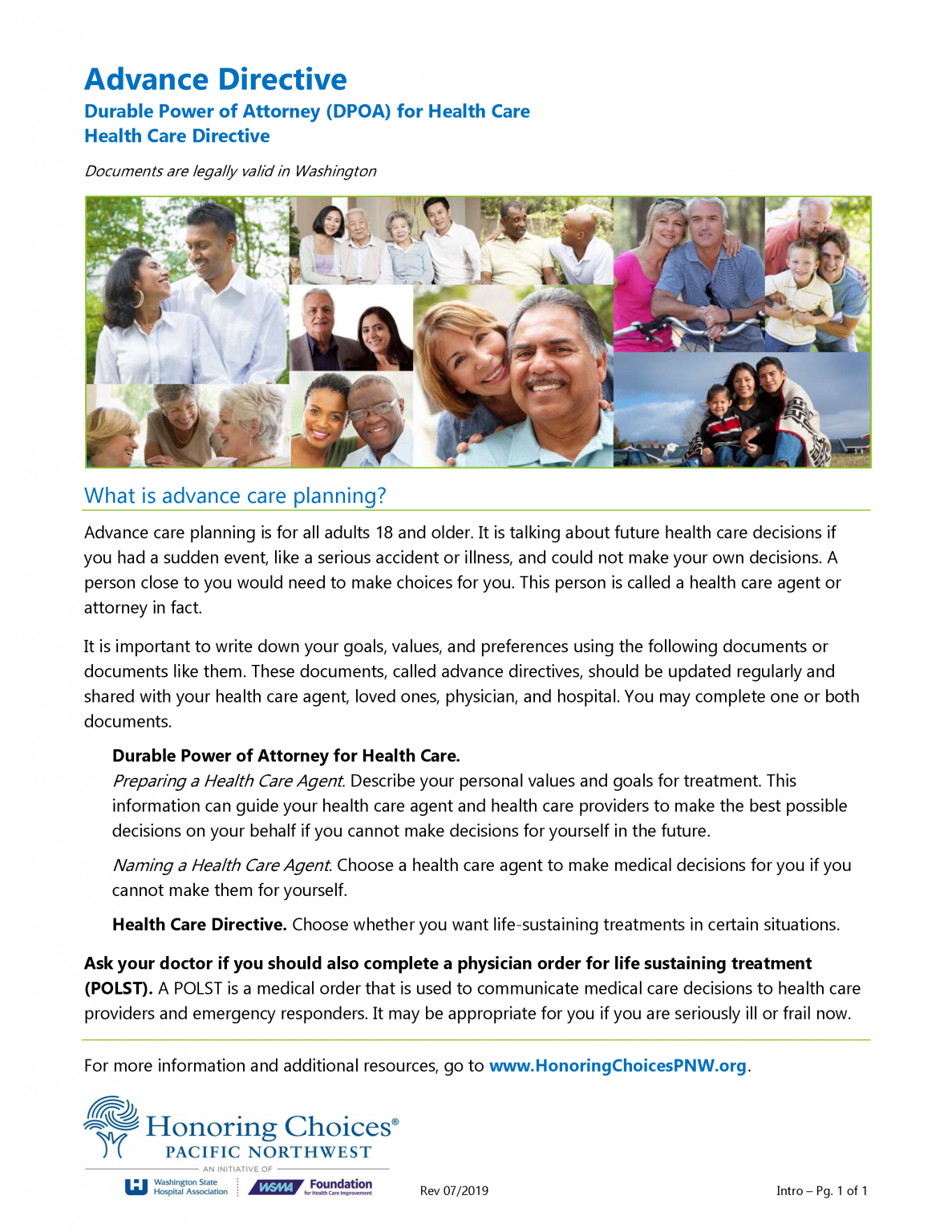 Free Washington Advance Directive Form (Medical POA + Living Will) | PDF