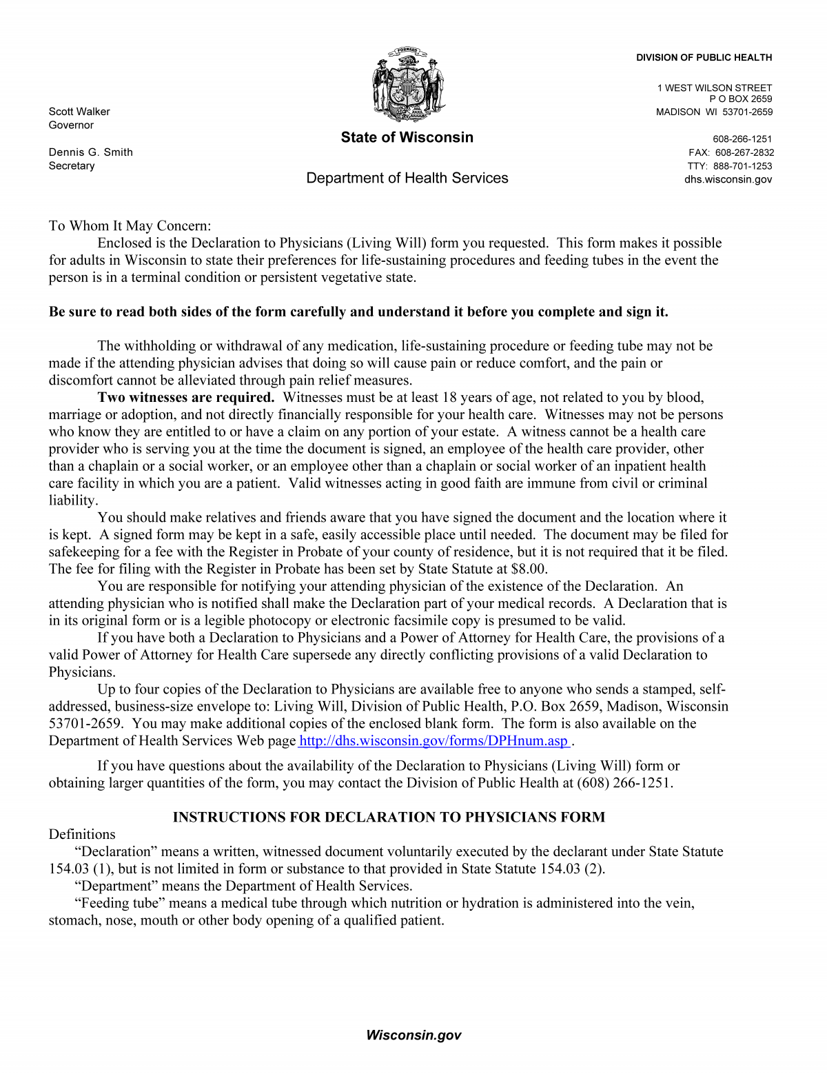 Free Wisconsin Advance Directive Form (Medical POA + Living Will) | PDF