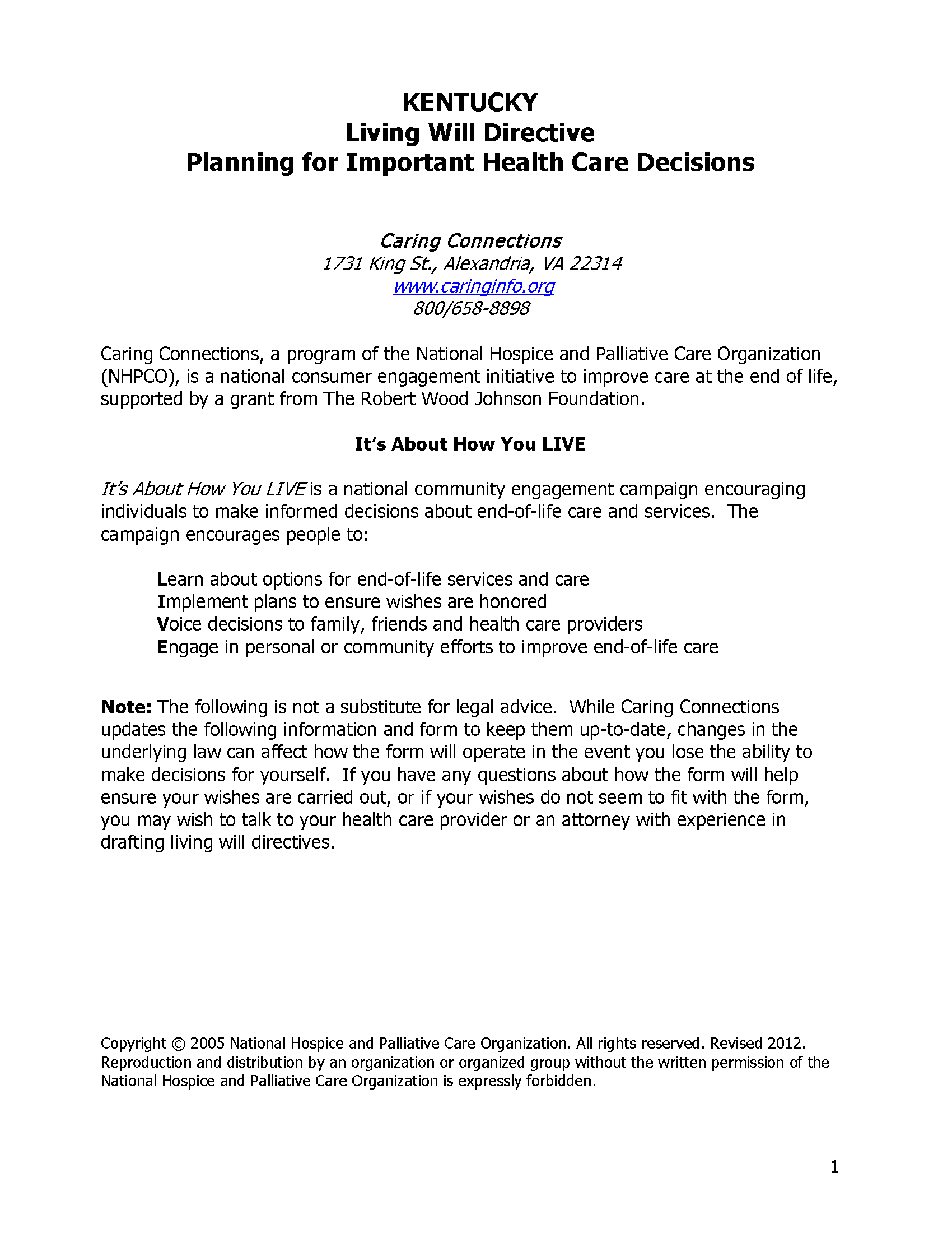 Free Kentucky Advance Directive Form (Medical POA + Living Will) | PDF