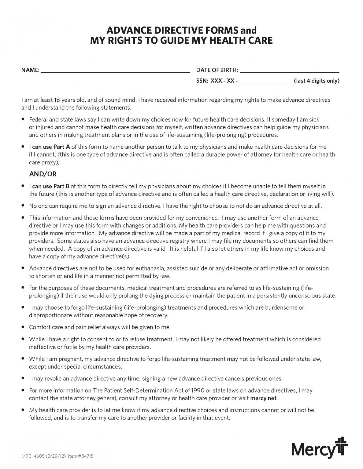 Free Ohio Advance Directive Form (Medical POA + Living Will) | PDF