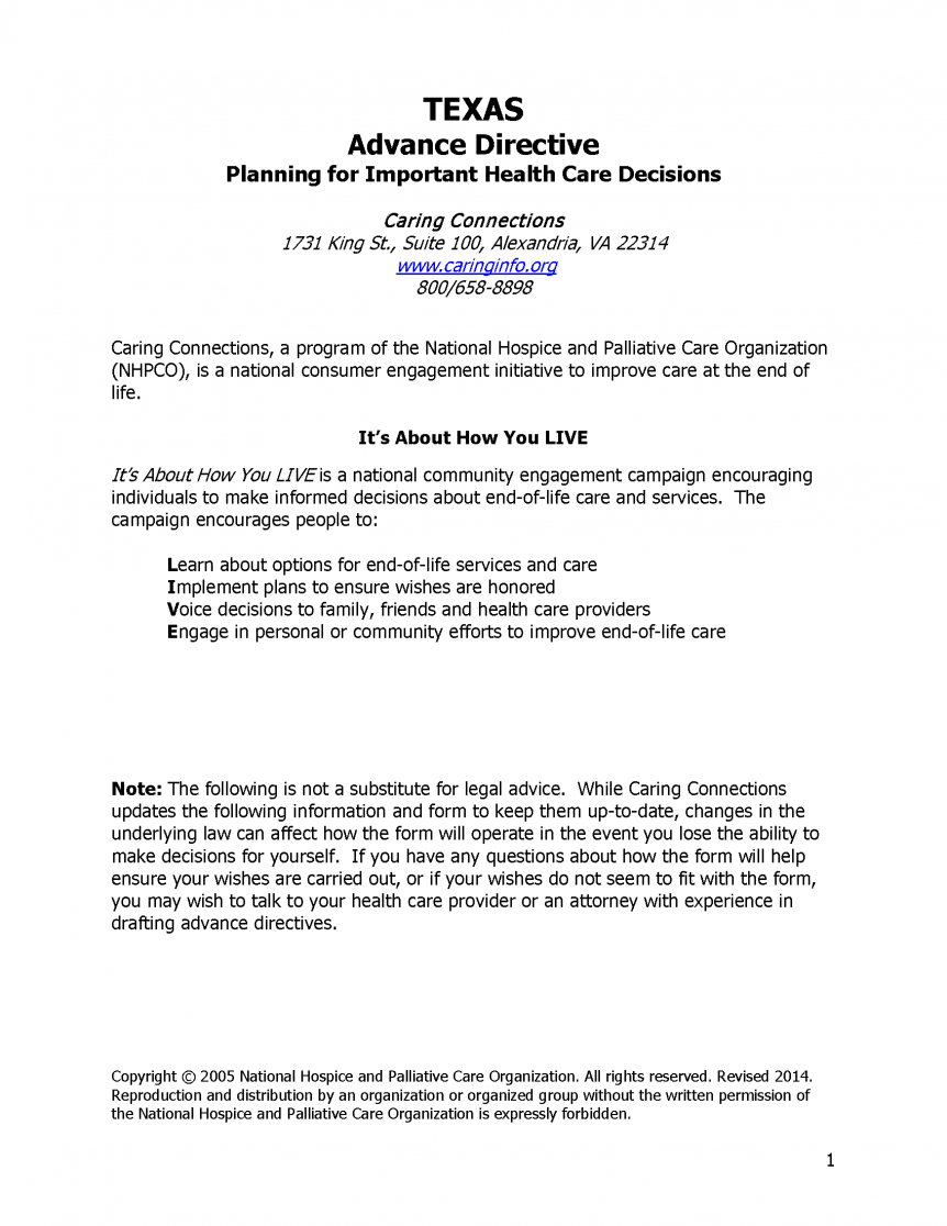 Free Texas Advance Directive Form (Medical POA + Living Will) | PDF