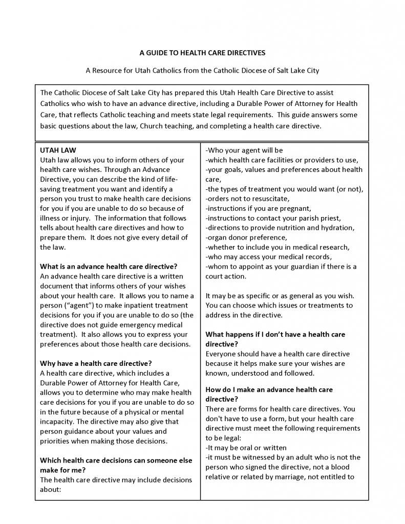 Free Utah Advance Directive Form (Medical POA + Living Will) | PDF