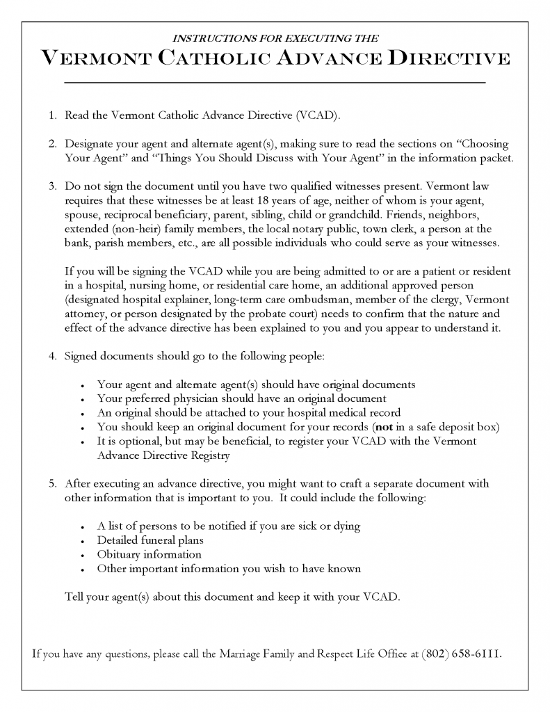 Free Vermont Advance Directive Form (Medical POA + Living Will) | PDF